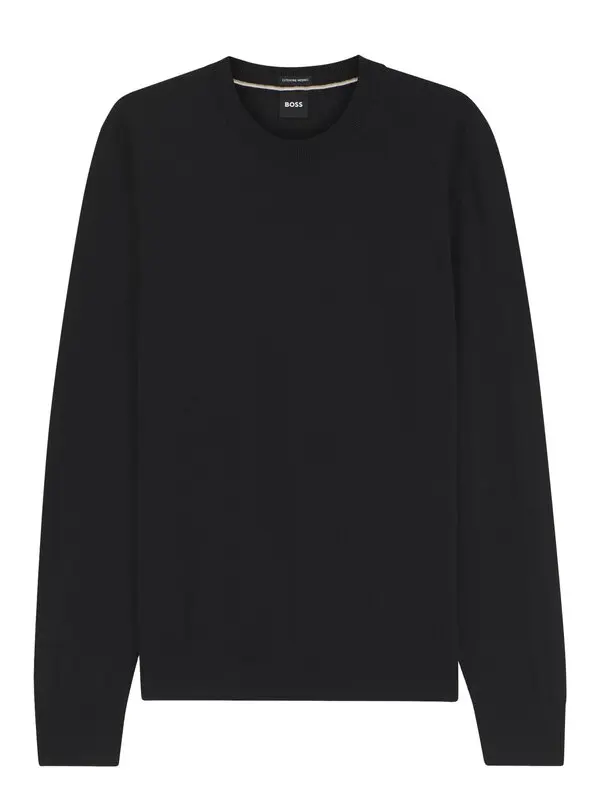BOSS Merino Wool Crew Neck Sweater - Black