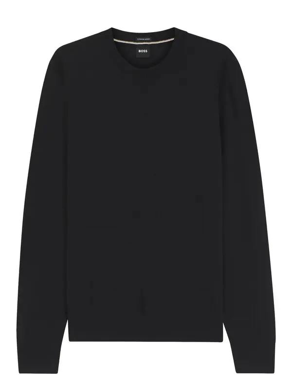 BOSS Merino Wool Crew Neck Sweater - Black