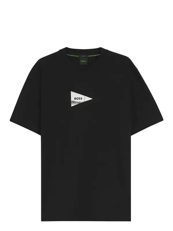 BOSS Regular-fit Photoprint T-shirt In Stretch Cotton - Black
