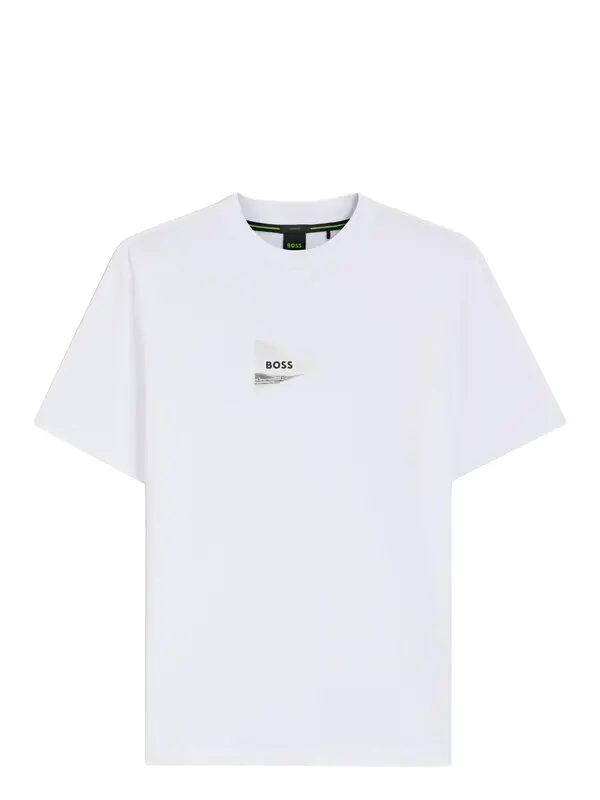 BOSS Regular-fit Photoprint T-shirt In Stretch Cotton - White