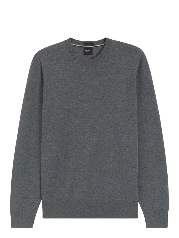 BOSS Merino Wool Crew Neck Sweater - Grey