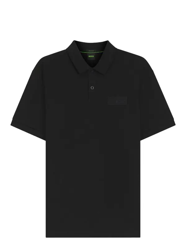 BOSS Paddy Polo Shirt With Structured Logo Patch - Black