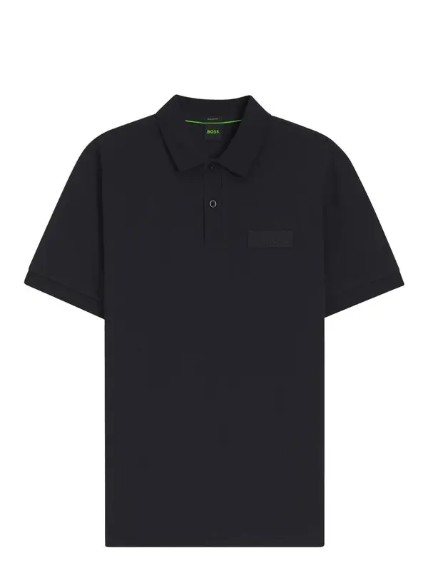 BOSS Paddy Polo Shirt With Structured Logo Patch - Dark Blue