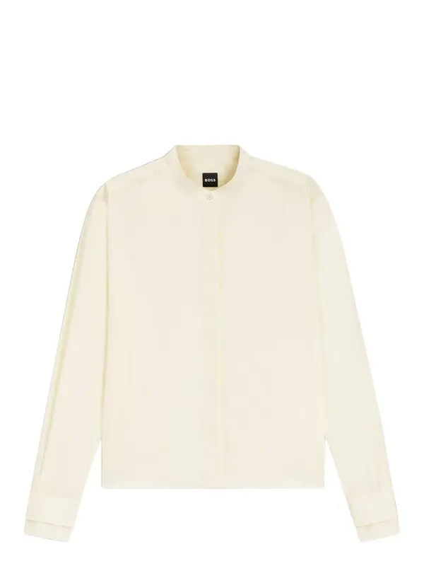 BOSS Regular-fit Cotton Poplin Blouse With Concealed Placket - Light Beige