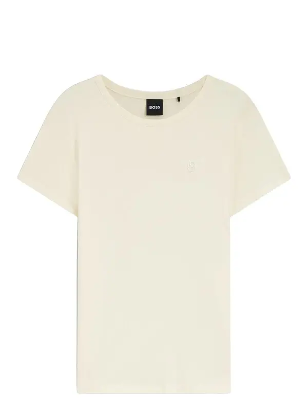 BOSS Slim-fit T-shirt In Cotton-silk Blend With Embroidered Logo - Light Beige