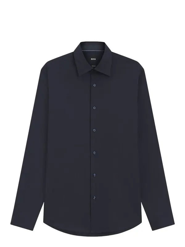 BOSS Regular-fit Shirt In Easy-iron Stretch Cotton - Dark Blue