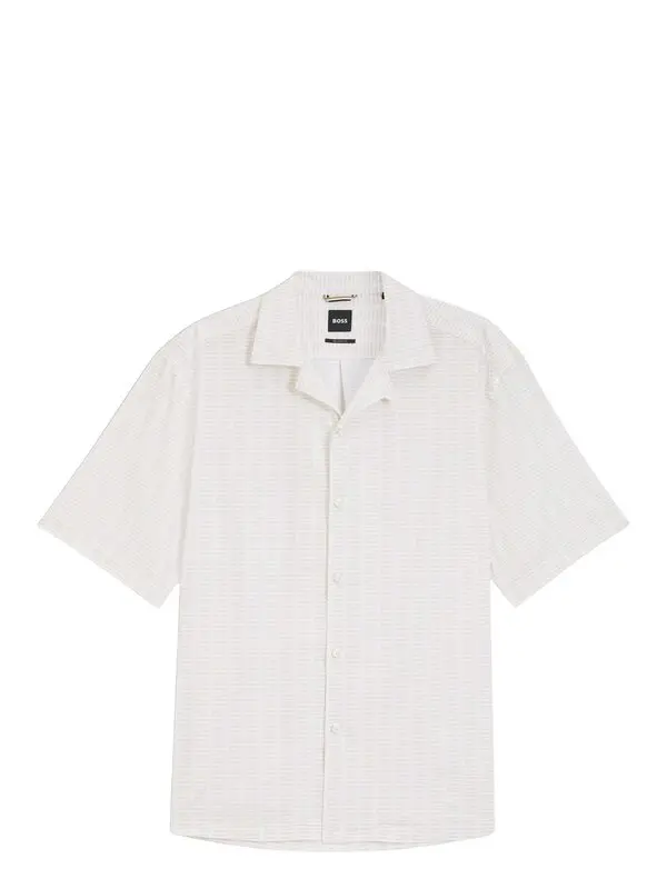 BOSS Relaxed-fit Camp-collar Shirt In Stretch Cotton Poplin - White