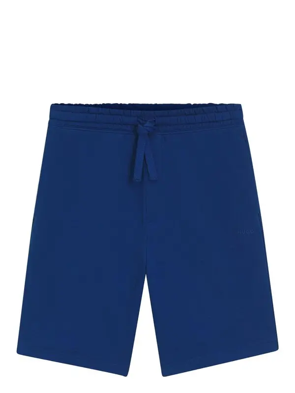 Hugo Cotton Terry Shorts With Logo Detail - Light Blue