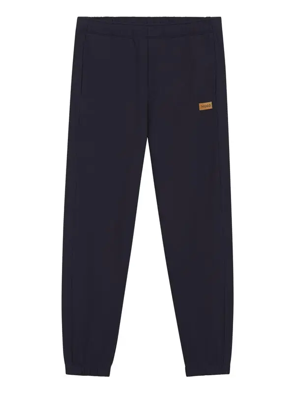 Hugo Cotton-terry Sweatpants With Logo Badge - Dark Blue