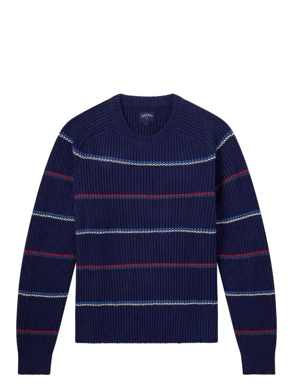 NOAH Ribbed Cotton Striped Sweater - Blue