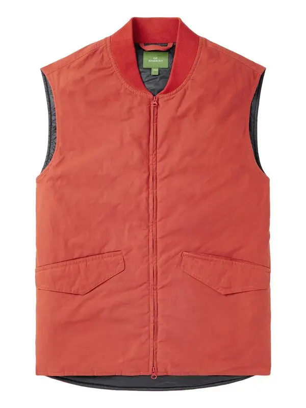 Sid Mashburn Cashpad Waxed Cotton-poplin Gilet - Red