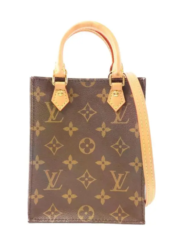 LOUIS VUITTON Petit Sac Plat Monogram Tote Bag - Brown