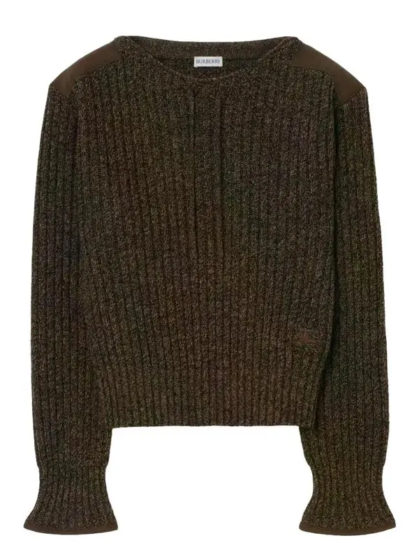 Burberry Ribbed Knit Shoulder Patch Sweater - Brown