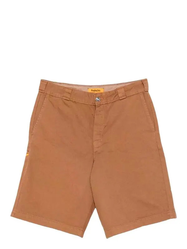 REPLAY Cotton Logo Patch Shorts - Brown