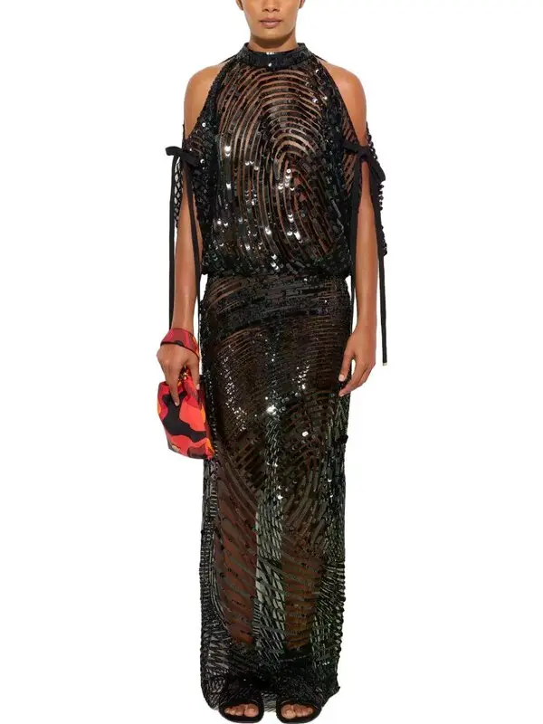 Emilio Pucci Embroidered Maxi Dress With Sequins - Black