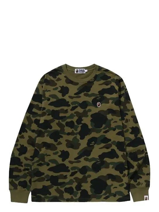 A BATHING APE 1st Camo One Point Long Sleeve Tee Shirt - Green