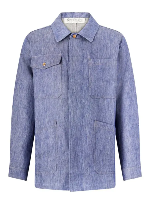 GOD'S TRUE CASHMERE Linen Blouson Jacket - Blue