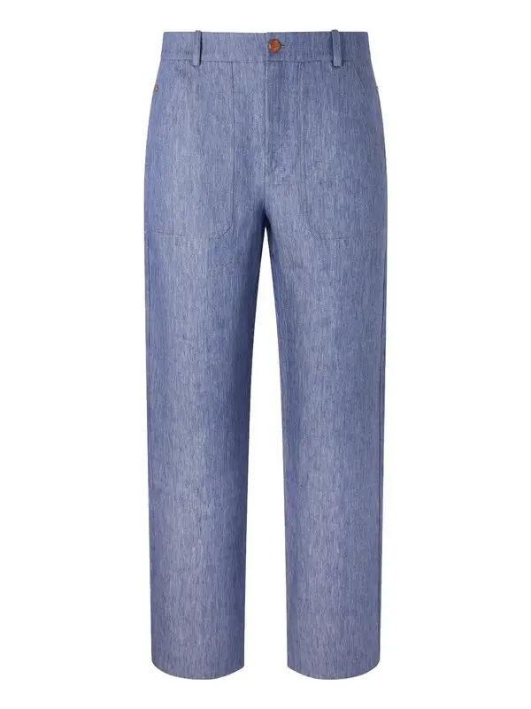 GOD'S TRUE CASHMERE Wide-leg Linen Trousers - Blue