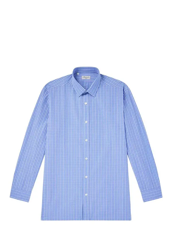 Charvet Checked Cotton-poplin Shirt - Blue