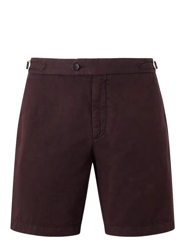 Mr P. Straight-leg Cotton And Linen-blend Bermuda Shorts - Burgundy
