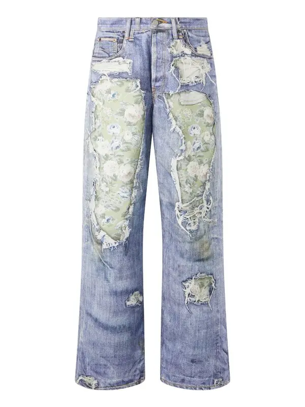 Acne Studios Wide-leg Jeans With Rose Print - Blue