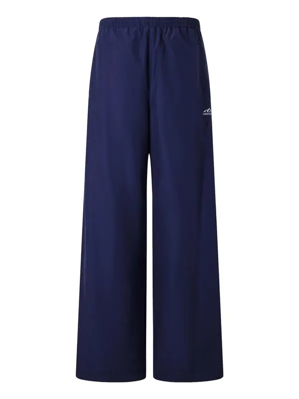 Balenciaga Wide-leg Logo-print Cotton-blend Sweatpants - Blue