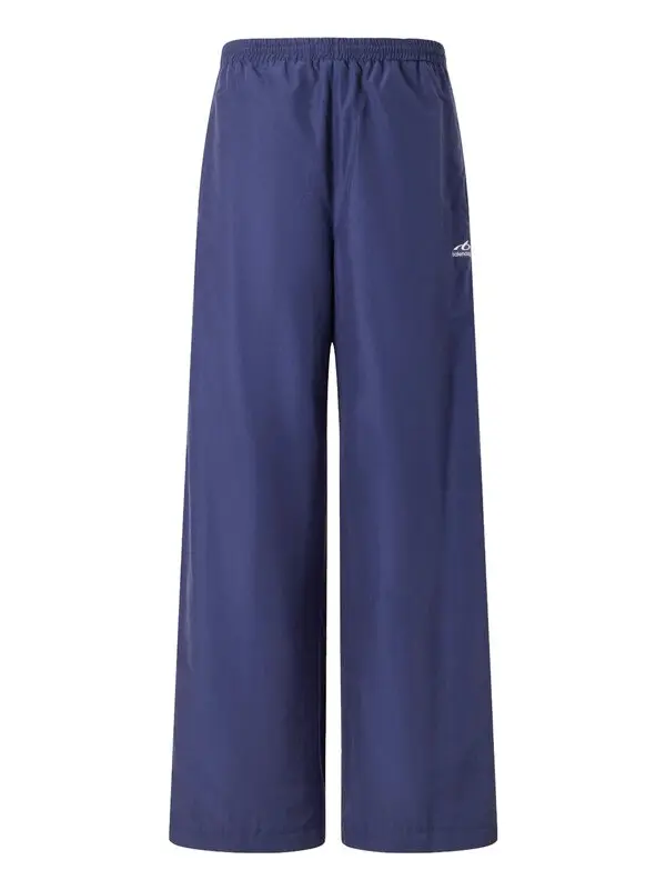 Balenciaga Wide-leg Logo-print Cotton-blend Sweatpants - Blue