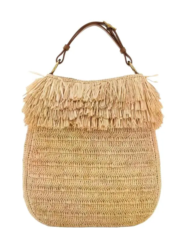 Saint Laurent Roady Raffia Fringed Tote Bag - Neutrals