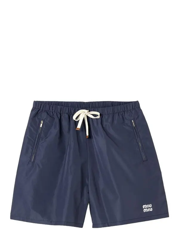 Miu Miu Technical Fabric Drawstring Waist Bermuda Shorts - Navy