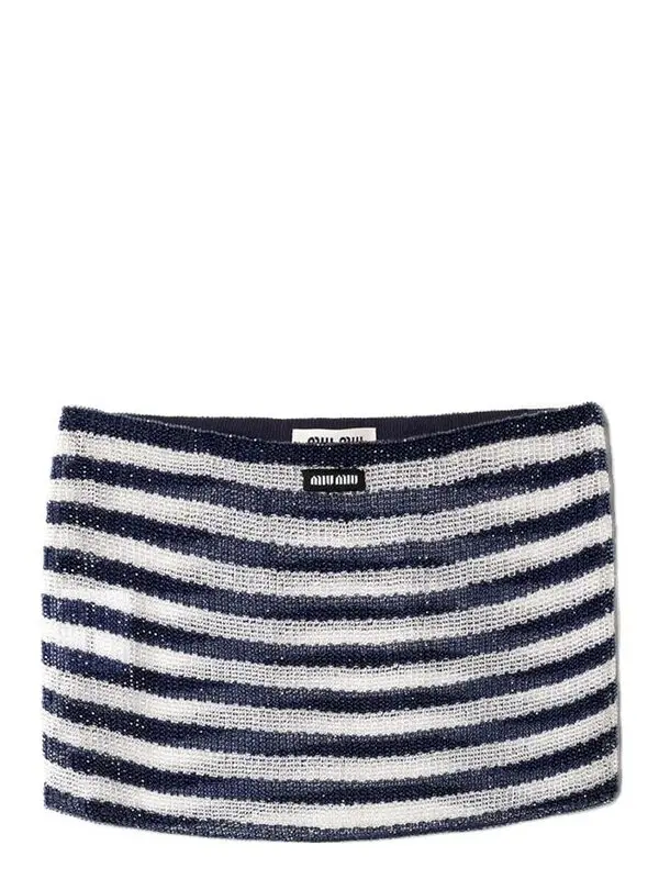 Miu Miu Embroidered Beaded Miniskirt - Blue/white