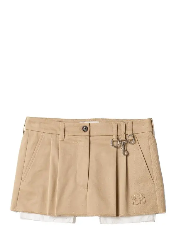 Miu Miu Embroidered Logo Chino Miniskirt - Cord
