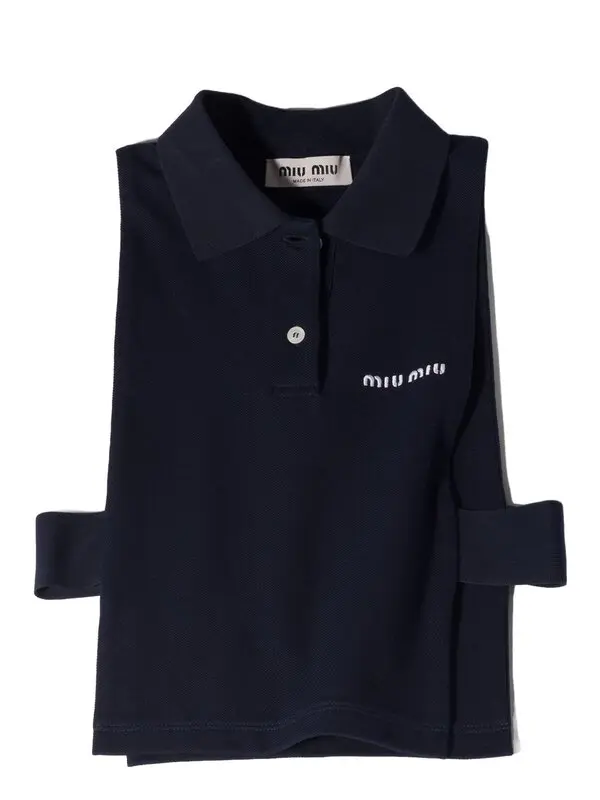 Miu Miu Piqué Polo Vest - Navy