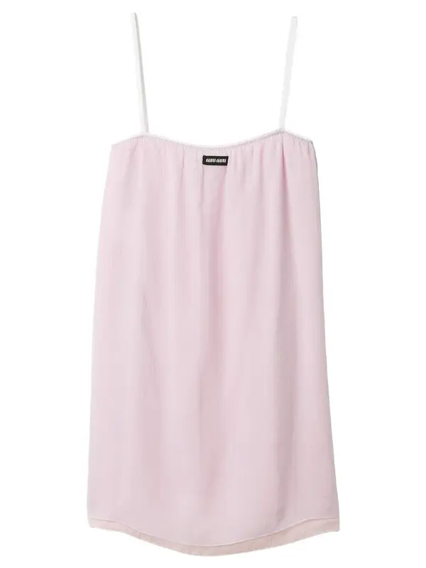 Miu Miu Chiffon Dress With Logo - Wisteria