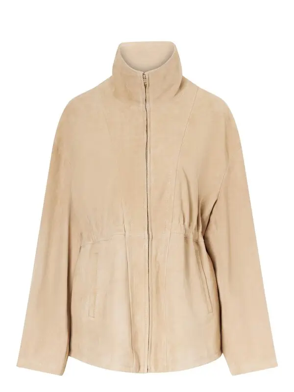 Nour Hammour Suede Zip-up Jacket - Neutrals