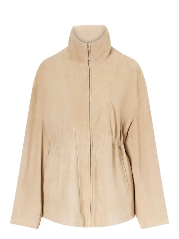 Nour Hammour Suede Zip-up Jacket - Sand