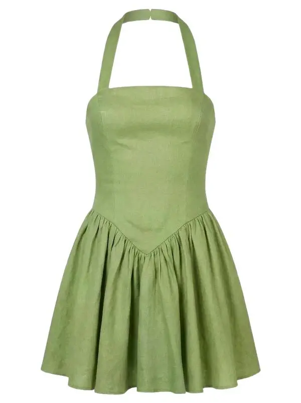 NICHOLAS Amalie Halter-neck Mini Dress - Green