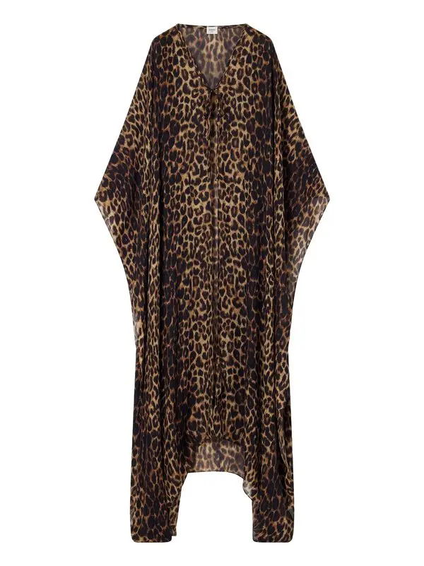 Saint Laurent Leopard-print Wool Kaftan - Animal Print