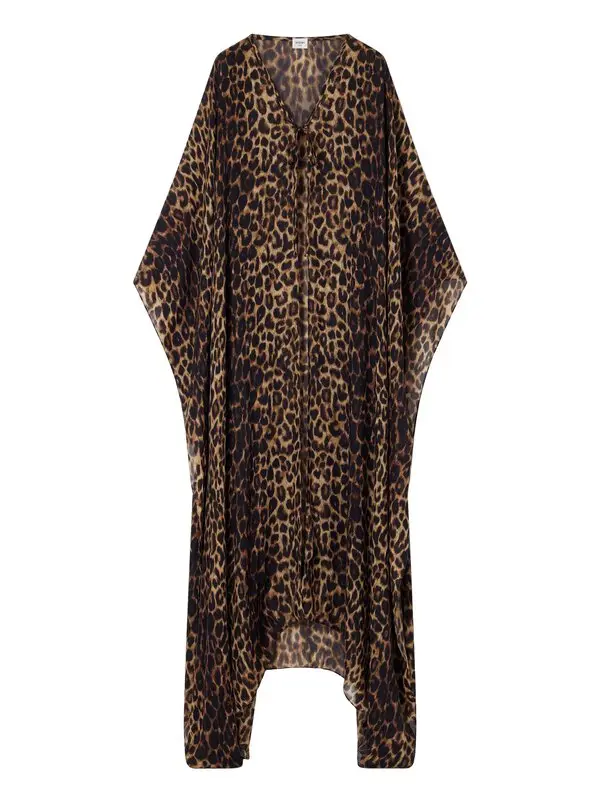 Saint Laurent Leopard-print Wool Kaftan - Leopard Print