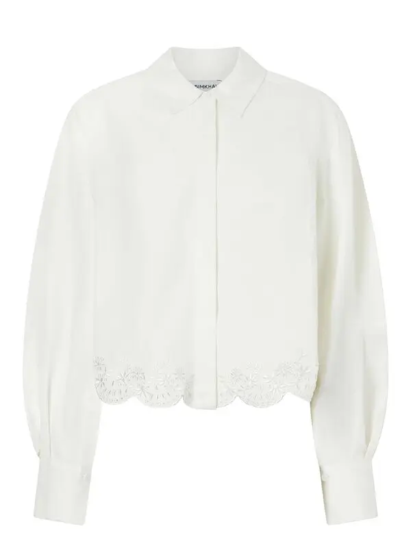 Simkhai Ames Cropped Broderie Anglaise Linen-blend Shirt - White