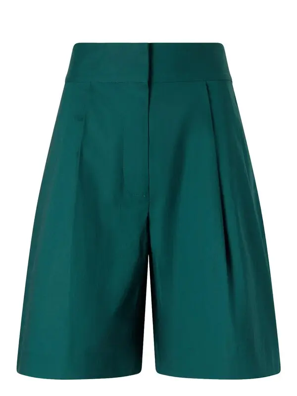 Proenza Schouler White Label Clio Pleated Cotton-blend Poplin Shorts - Green
