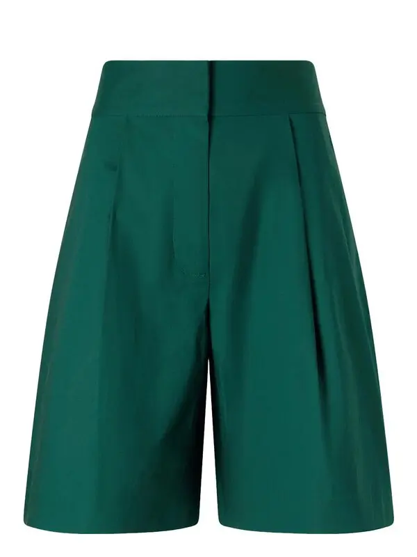 Proenza Schouler White Label Clio Pleated Cotton-blend Poplin Shorts - Green