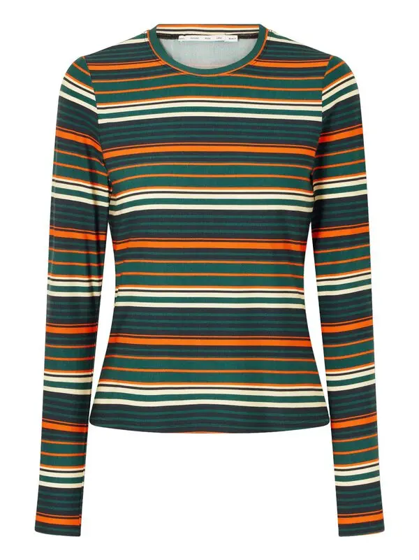 Proenza Schouler White Label Mae" Striped Long Sleeve T-shirt - Green