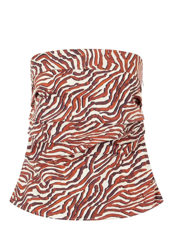 Proenza Schouler White Label Strapless Printed Cotton-blend Poplin Top - Red