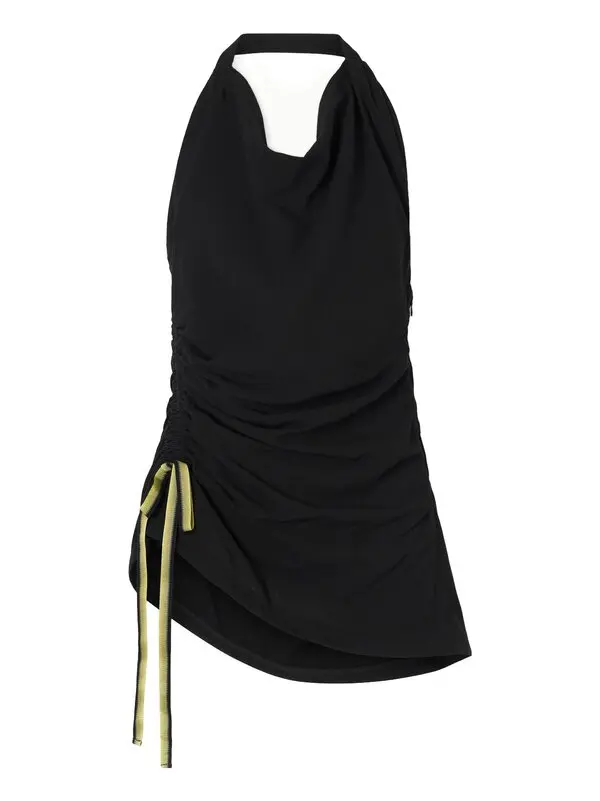Proenza Schouler Melia Ruched Crepe Halterneck Top - Black