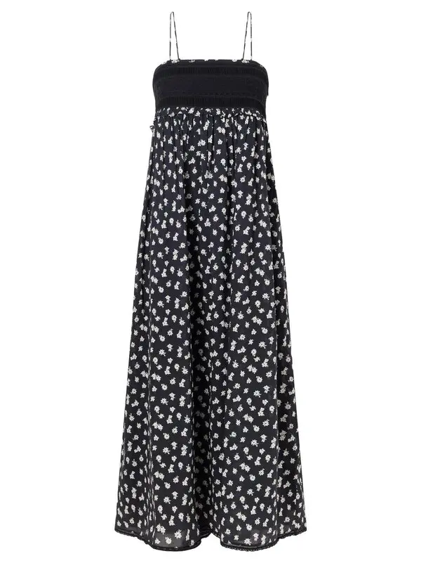 Posse Danielle Floral-print Cotton Maxi Dress - Black