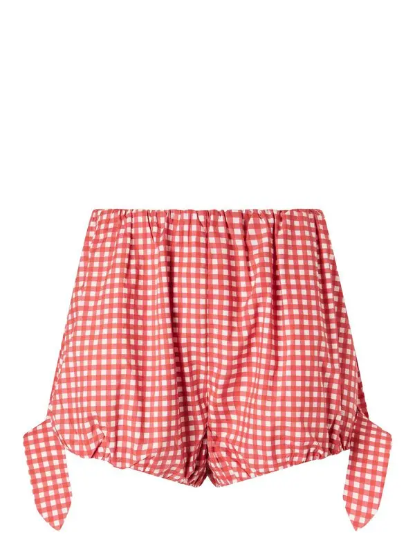 Posse Rosie Tie-detailed Checked Cotton-poplin Shorts - Red