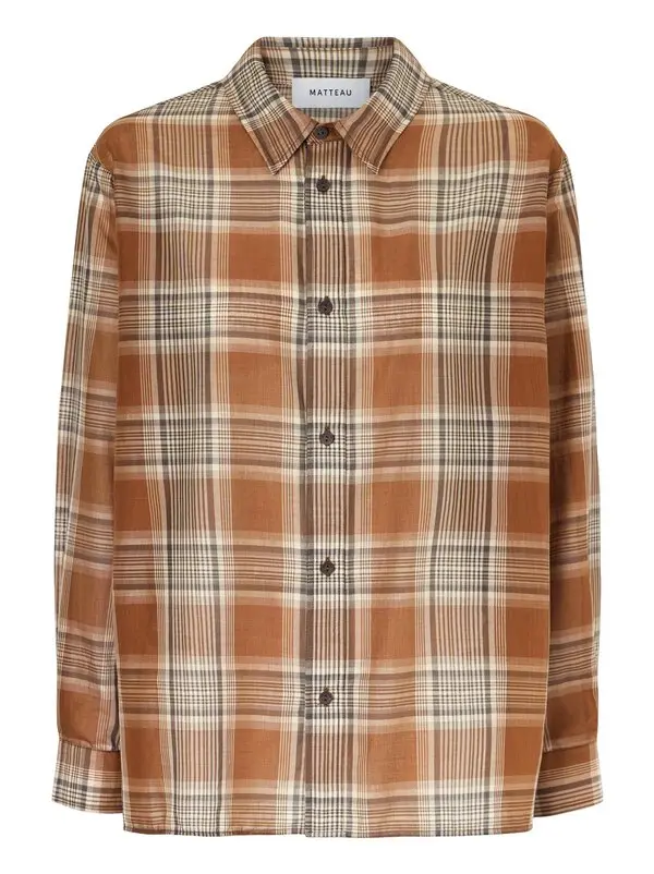 Matteau Checked Cotton-voile Shirt - Brown