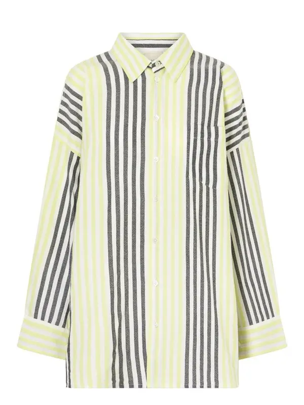 MARRAKSHI LIFE Striped Cotton Shirt - Yellow