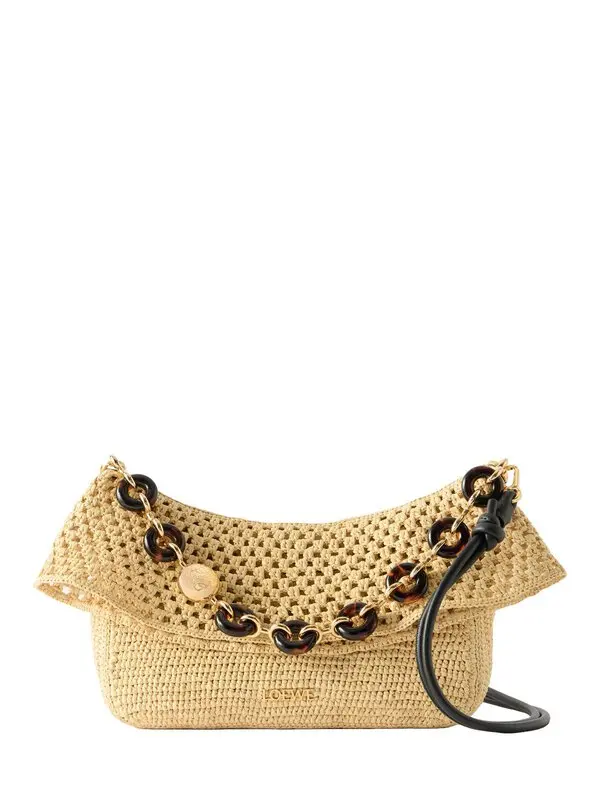 Loewe Ola Medium Raffia Shoulder Bag - Neutrals