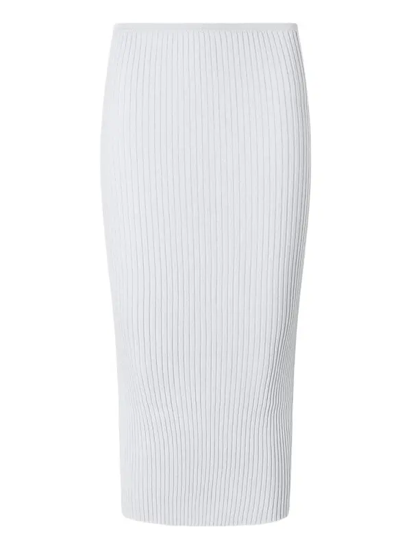 LESET Blake Metallic Ribbed-knit Midi Skirt - Blue